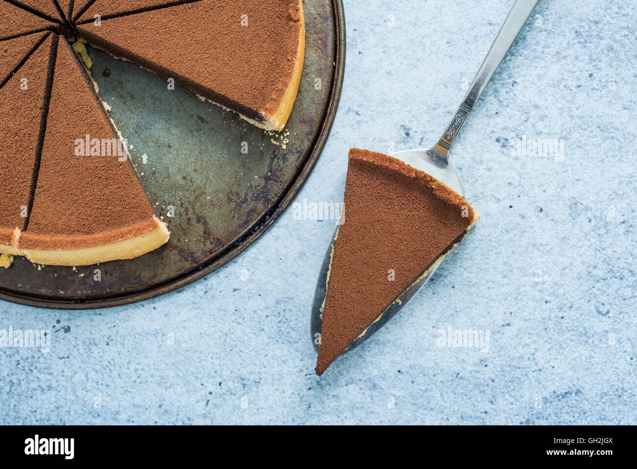 slice of chocolate crust cake, top view Stock Photo - Alamy