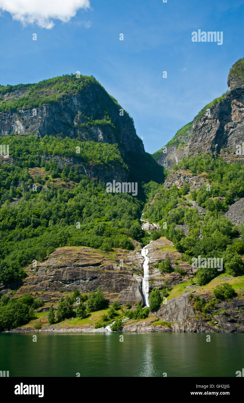 small waterfall fjord Sognefjord Stock Photo - Alamy
