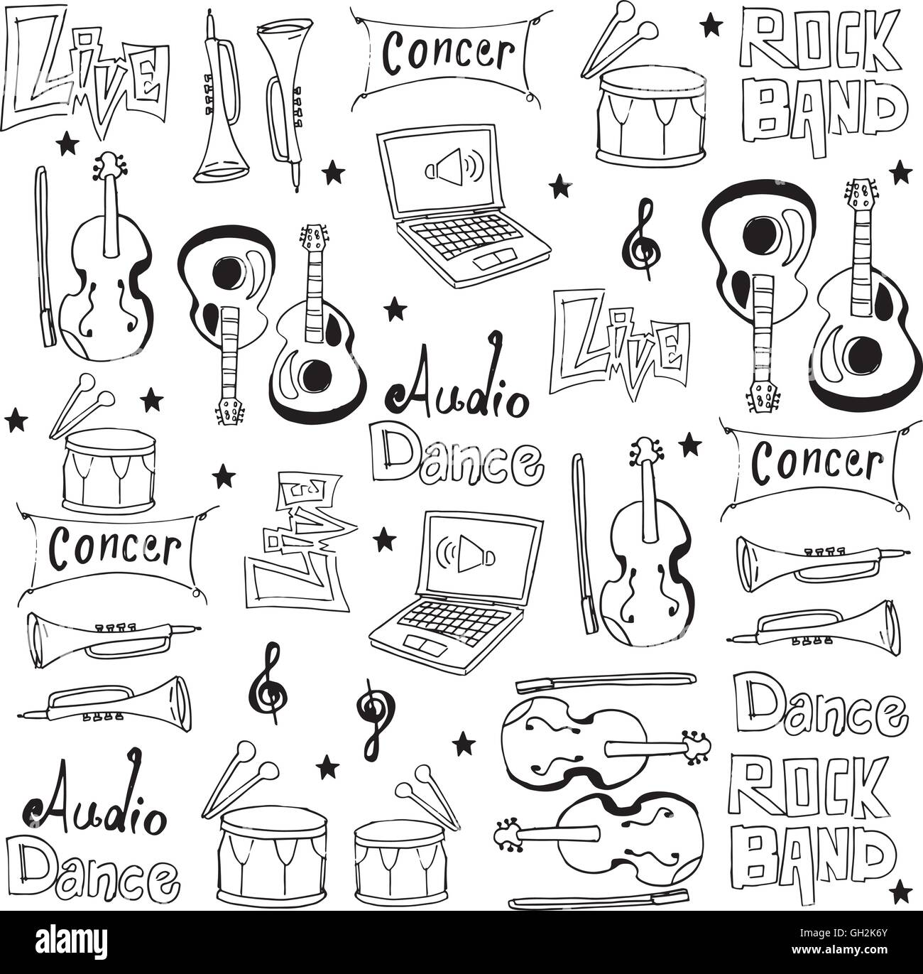 Doodle music icon set vector Stock Vector Image & Art - Alamy