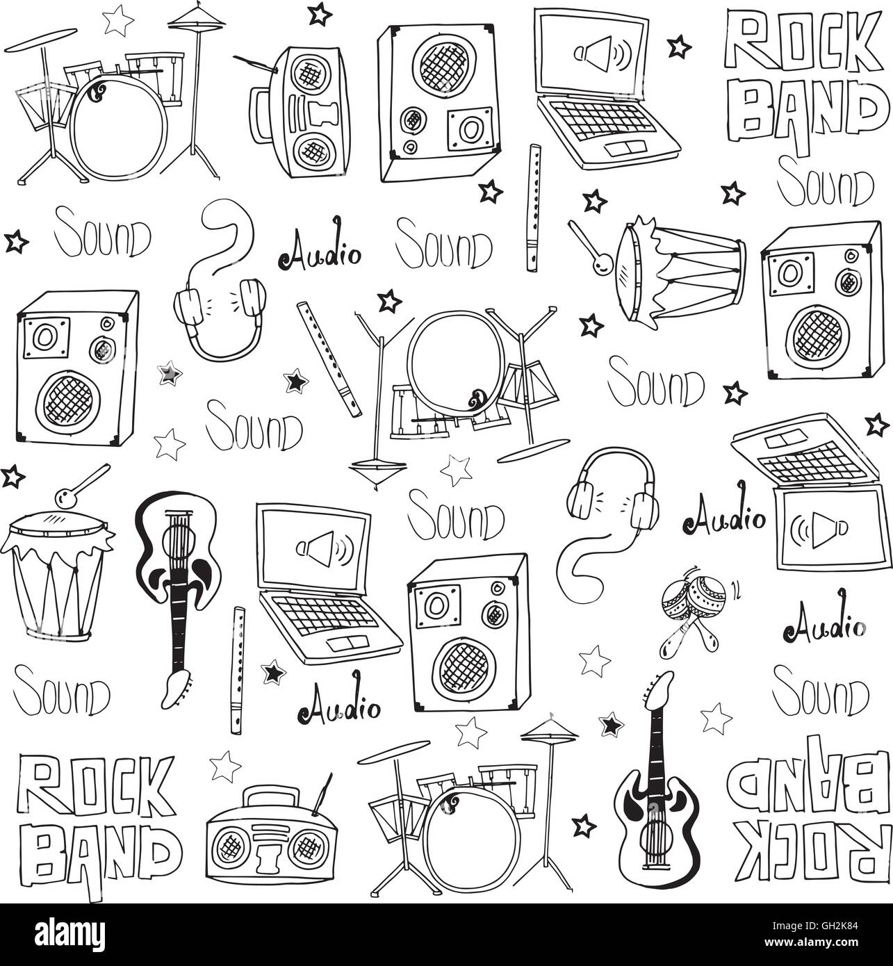 Doodle music tools set vector Stock Vector Image & Art - Alamy