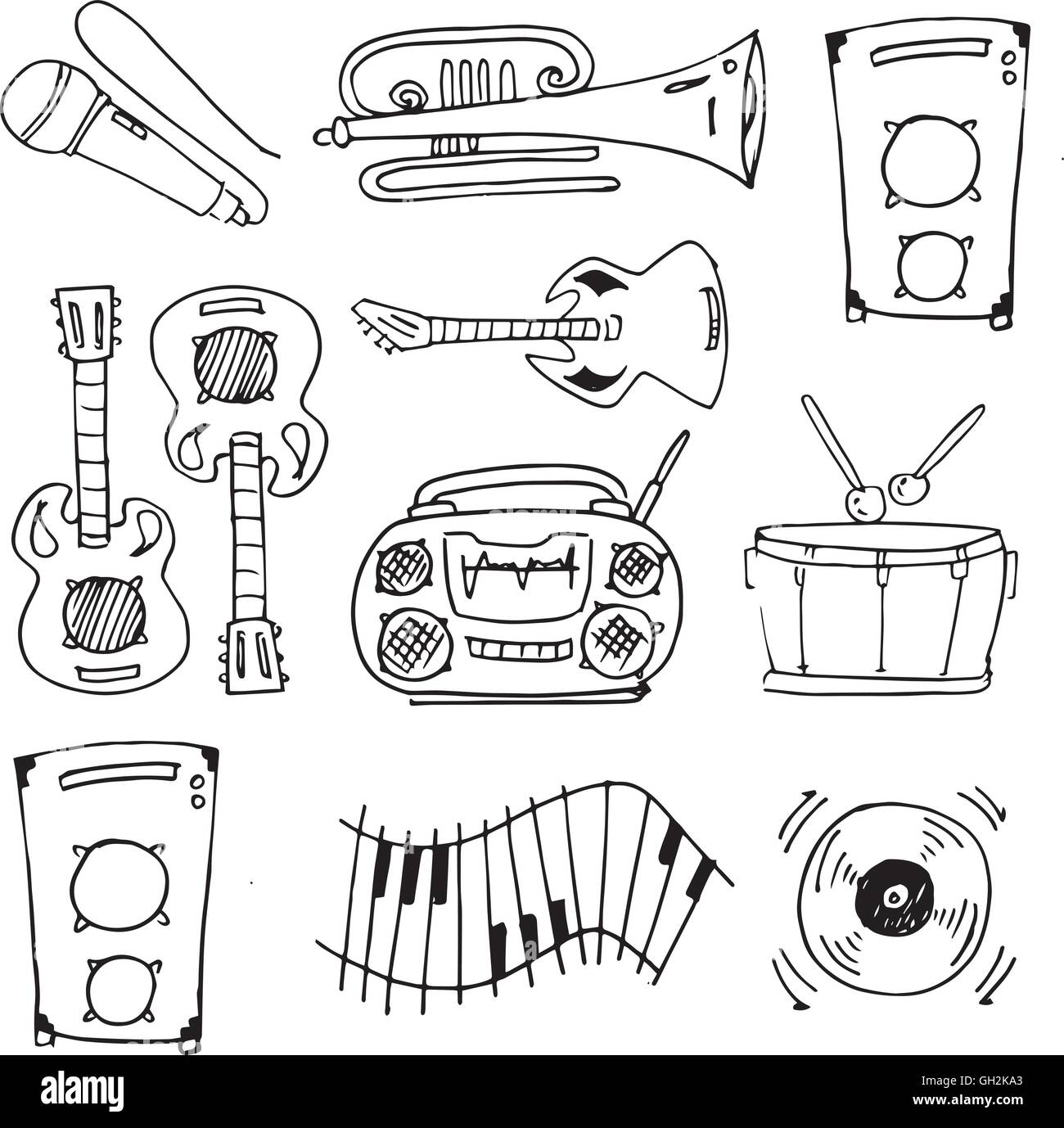 Many object music doodles Stock Vector Image & Art - Alamy