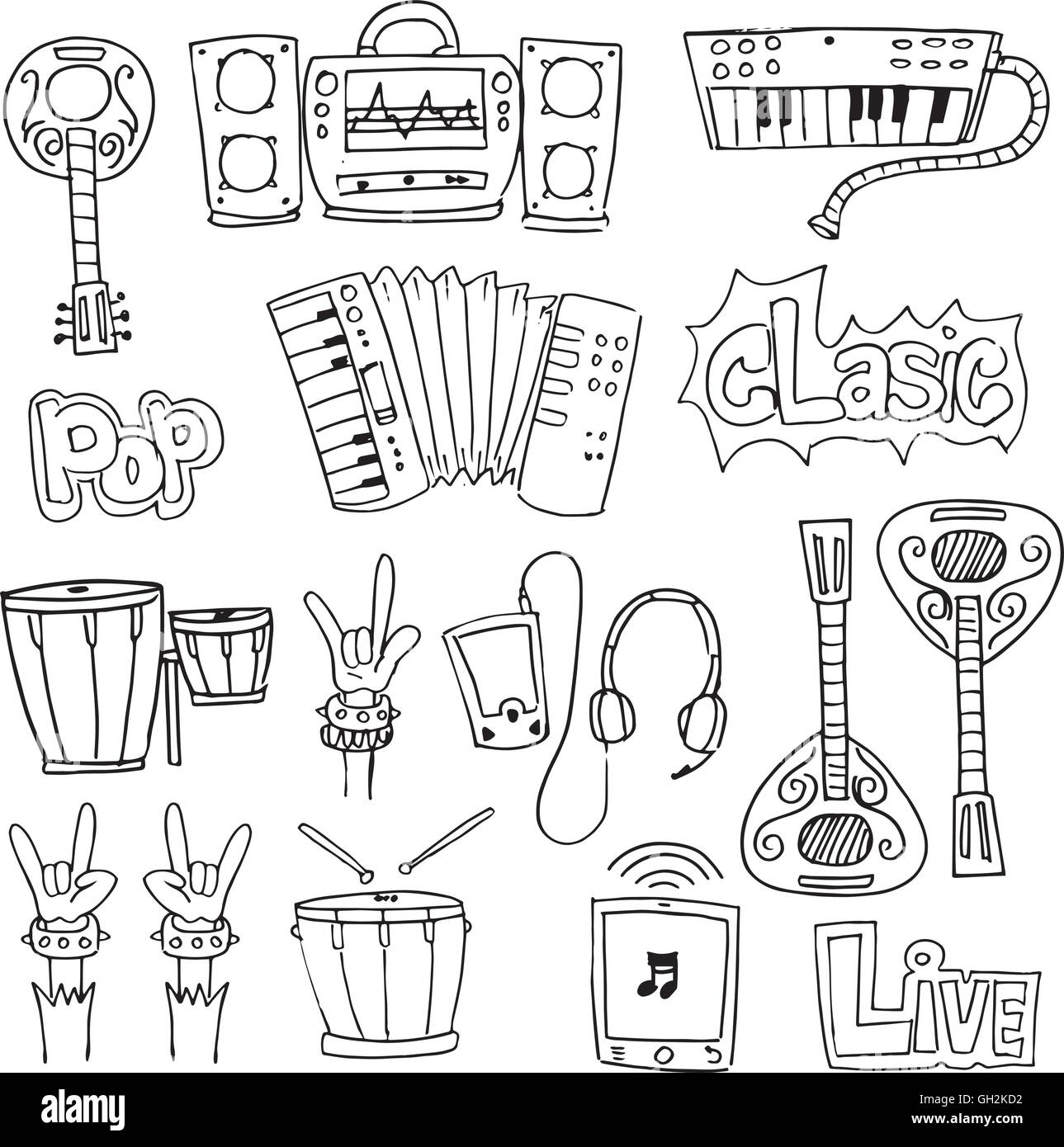 Music object doodles hand draw Stock Vector Image & Art - Alamy