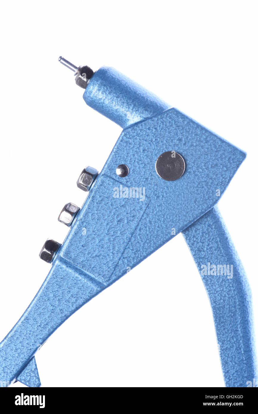 Hand rivet tool isolated on white background Stock Photo - Alamy