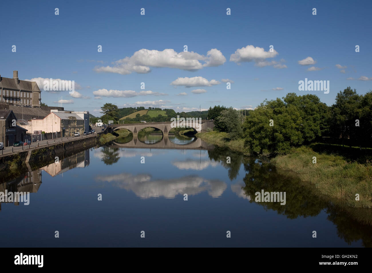 The tranquil waters of the river Towy on a hot summer's afternoon ...