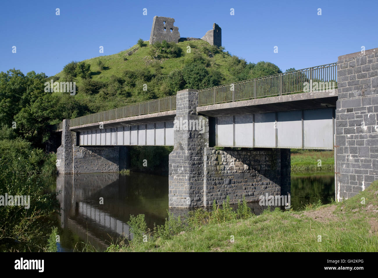 B4297 road bridge and Dryslwyn castle Stock Photo - Alamy