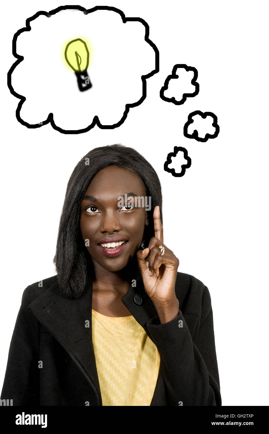 Beautiful woman thinking about a brilliant idea Stock Photo - Alamy