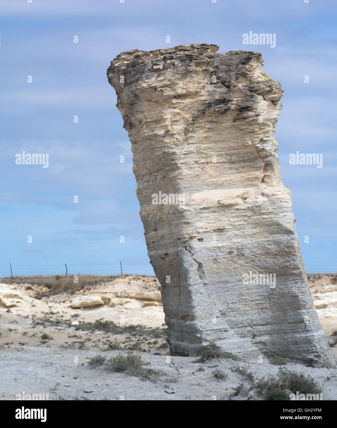 Erosion has left a square column natural limestone standing in the ...