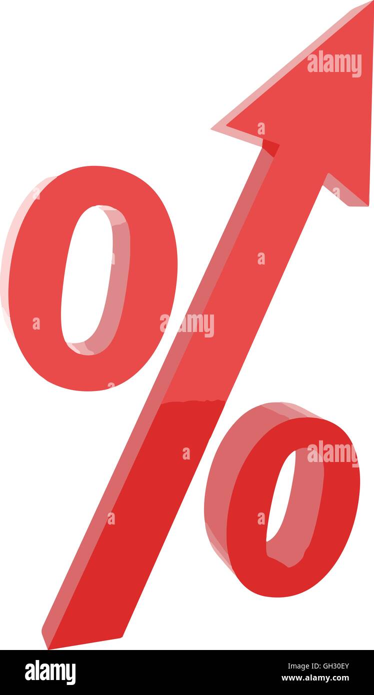 Red percentage symbol with an arrow up. Vector illustration Stock ...