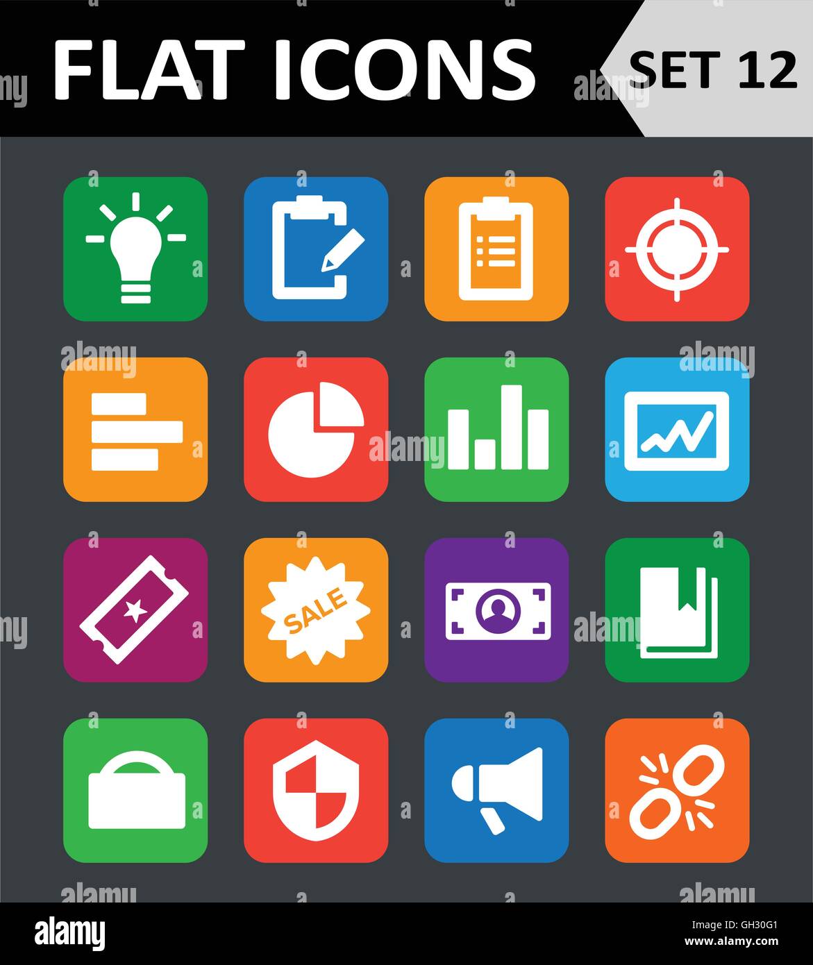 Universal Colorful Flat Icons. Set 12 Stock Vector Image & Art - Alamy