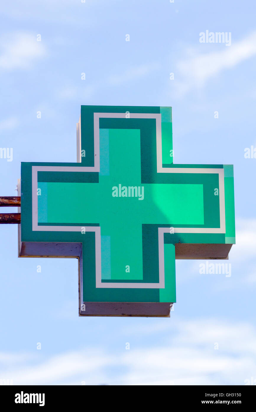 Pharmacy Sign, Green cross Sign on Building, Blackpool, Lancashire, UK ...