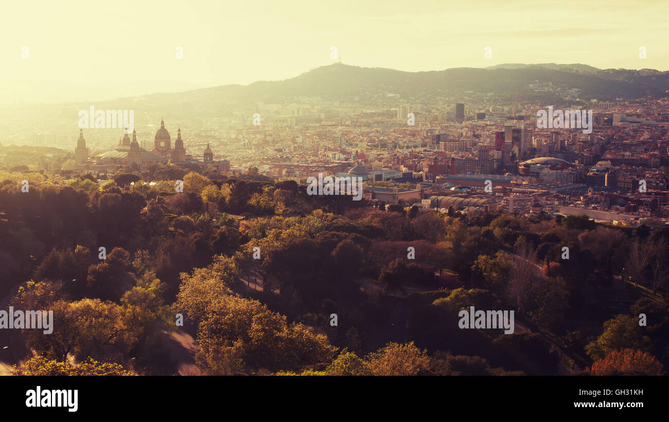 Barcelona city aeral panoramic view Stock Photo - Alamy