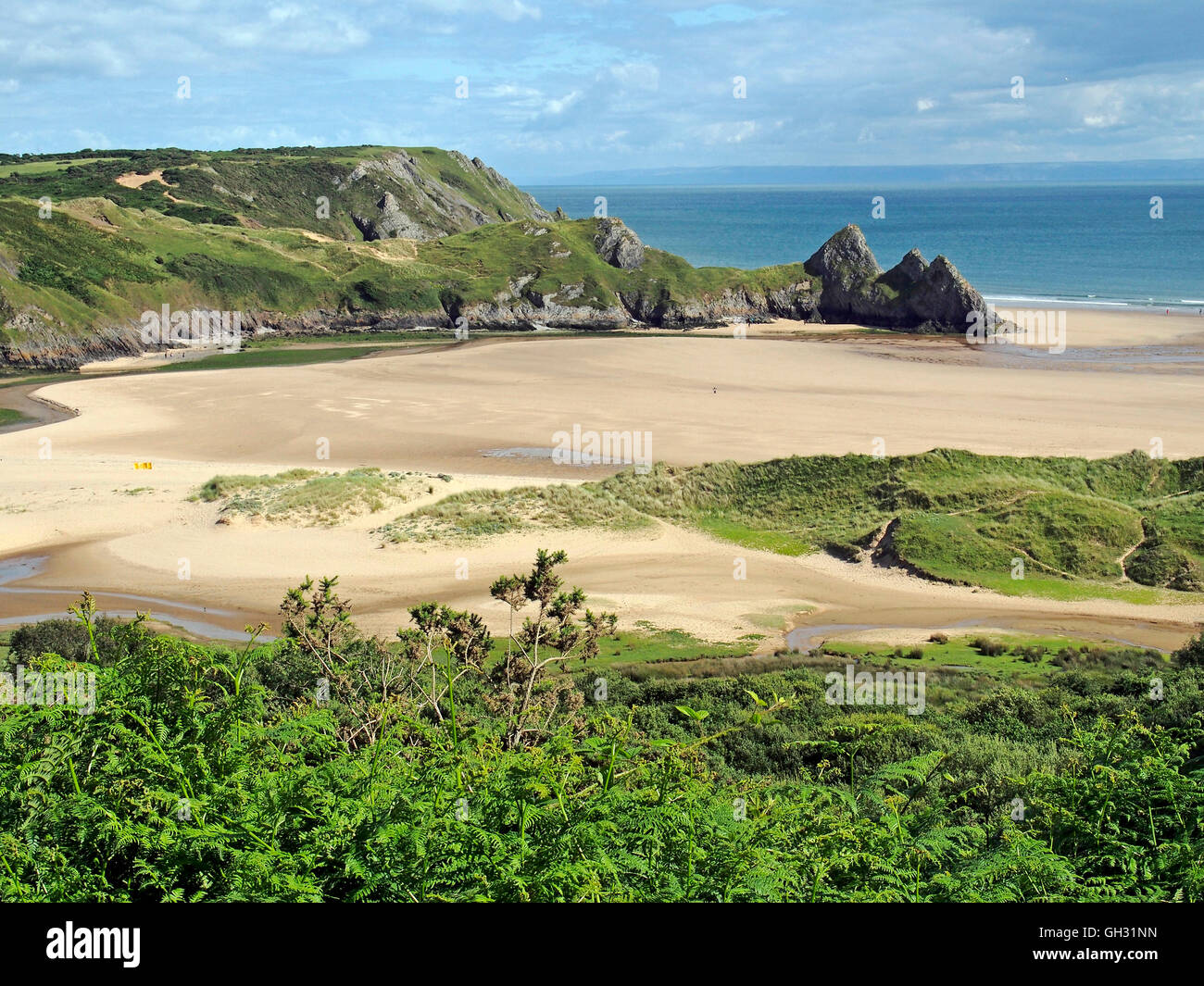 Three Cliff Bay (sometime Three Cliffs Bay), Gower, Wales looking east ...