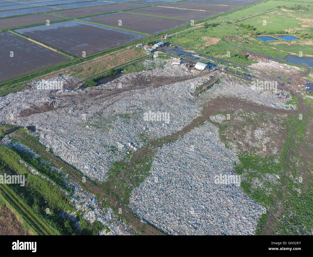 View landfill bird's-eye view. Landfill for waste storage. View from ...