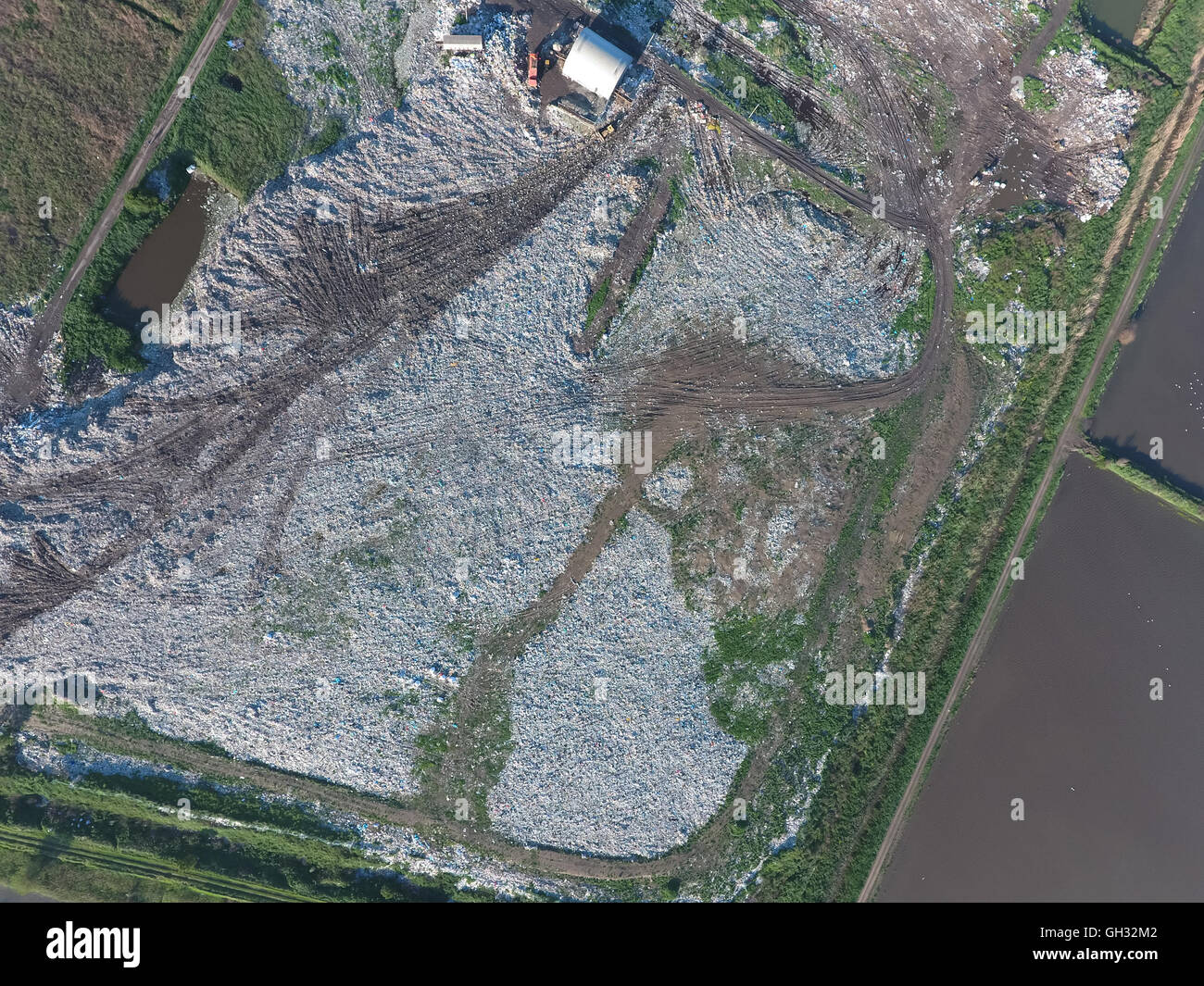 View landfill bird's-eye view. Landfill for waste storage. View from ...