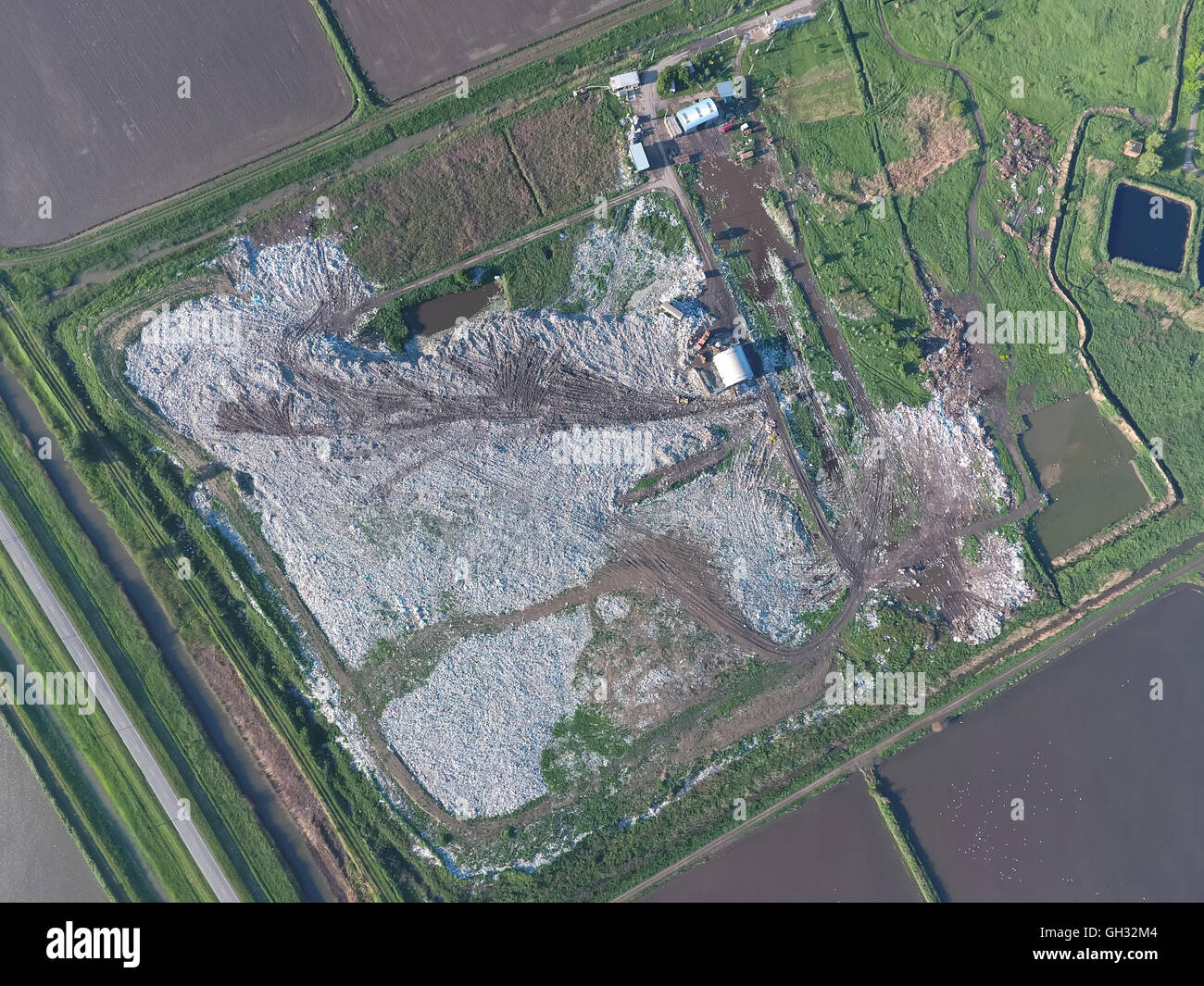View landfill bird's-eye view. Landfill for waste storage. View from ...