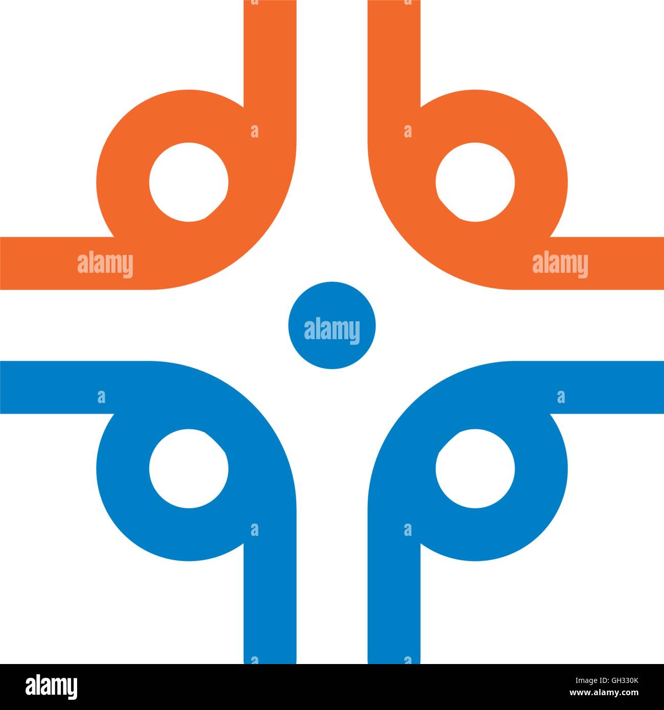 Isolated blue and orange color cross on the white background vector ...