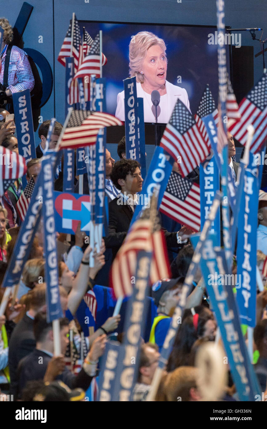 Hillary Rodham Clinton supporters chant and wave signs during her ...