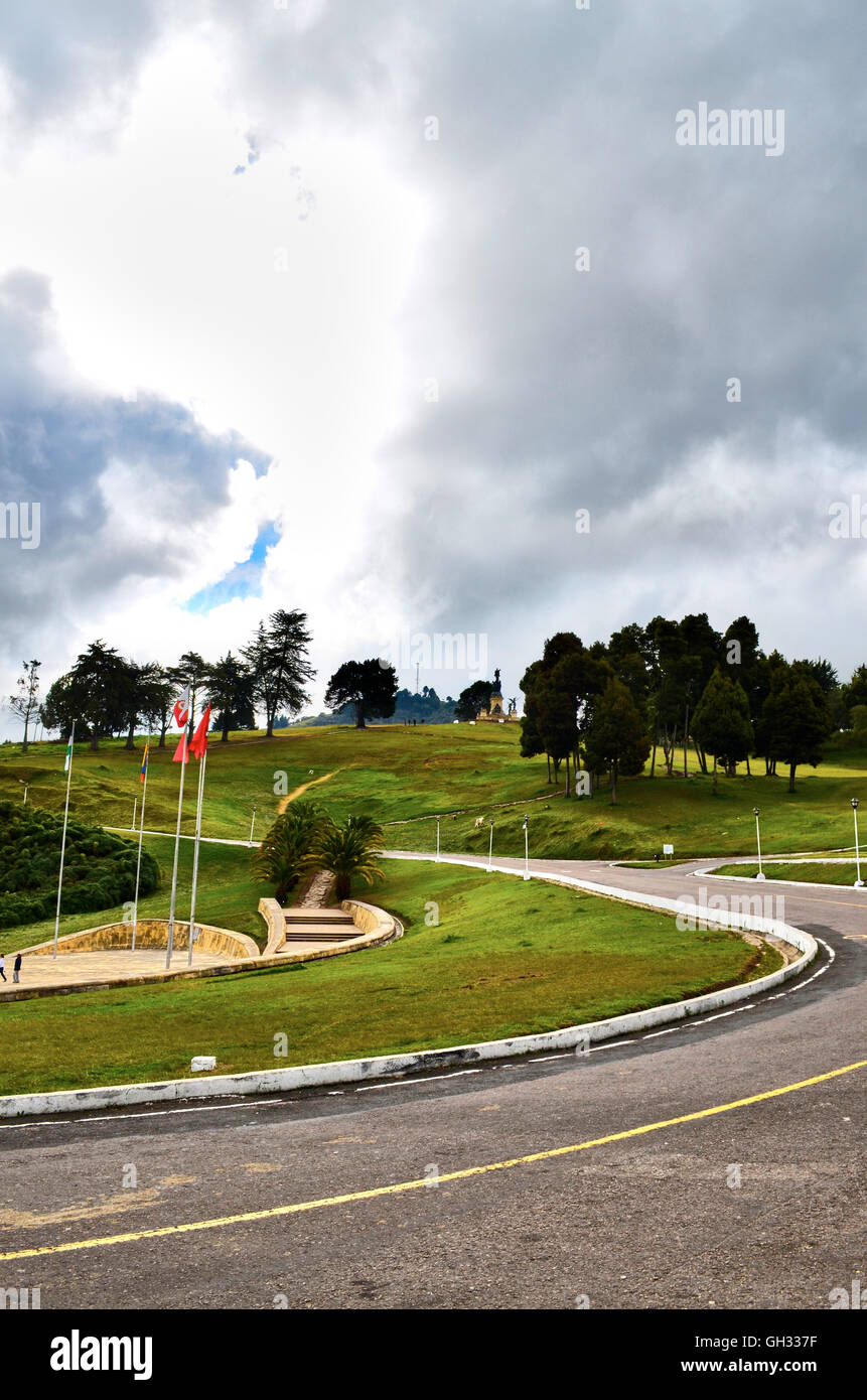 A view of the Boyaca Field with the monument to Simon Bolivar in the ...
