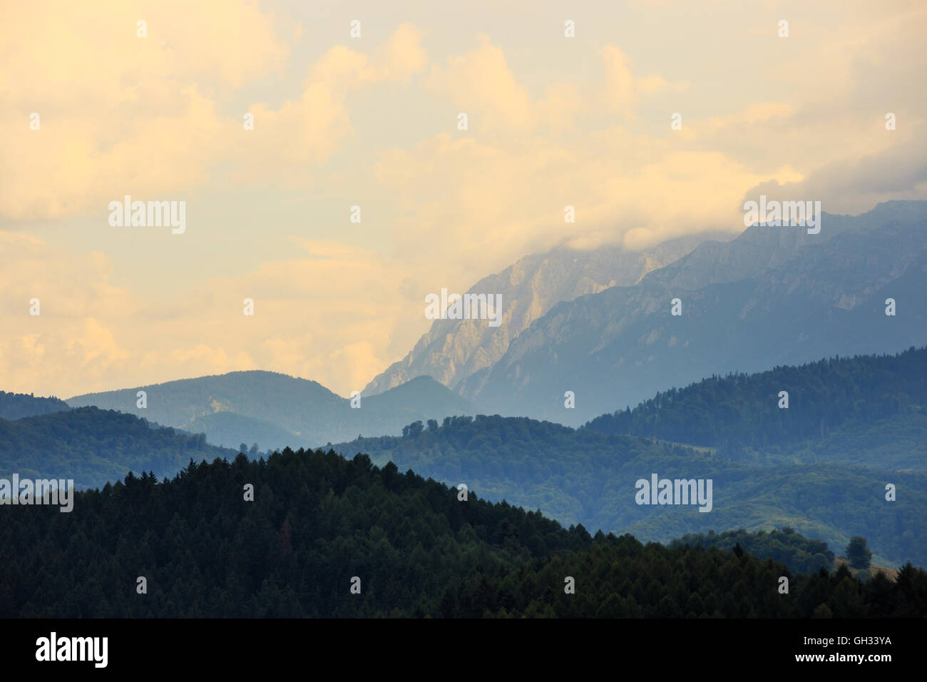 rainy mountain landscape, Romania Stock Photo - Alamy
