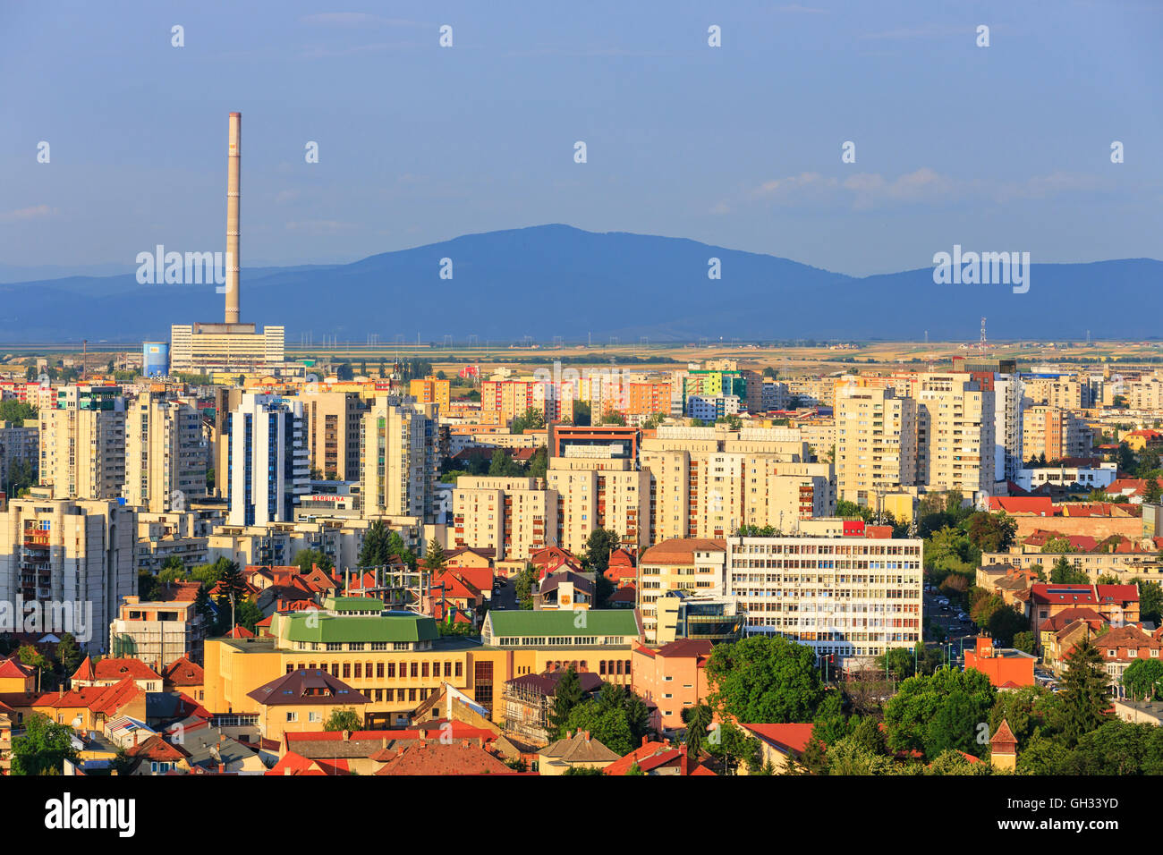 Aerial view of the Old Town, Brasov, Transylvania, Romania Stock Photo ...
