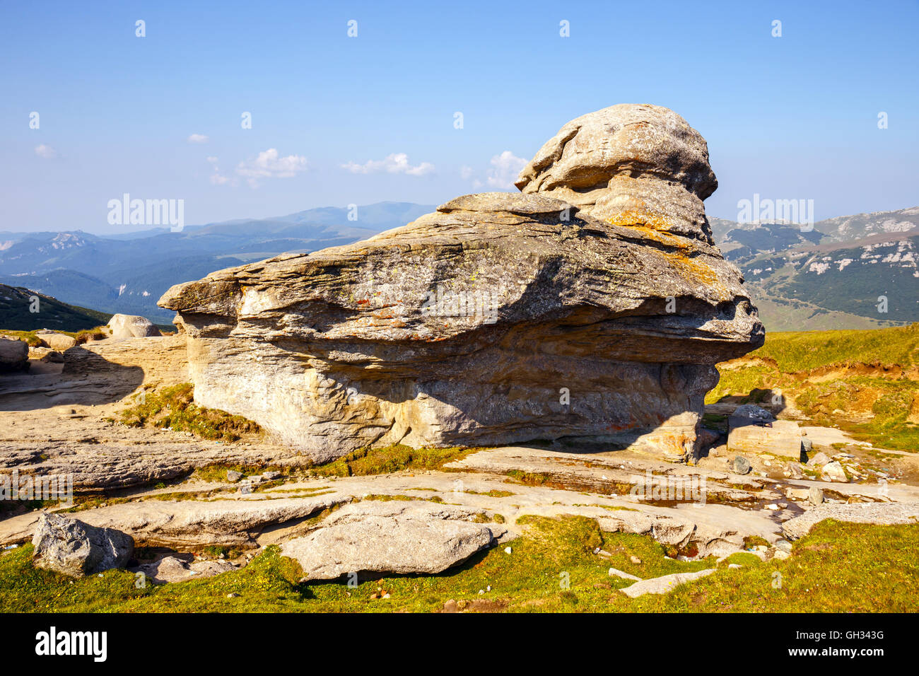 Geomorphologic rocky structures in Bucegi Mountains, Romania Stock ...