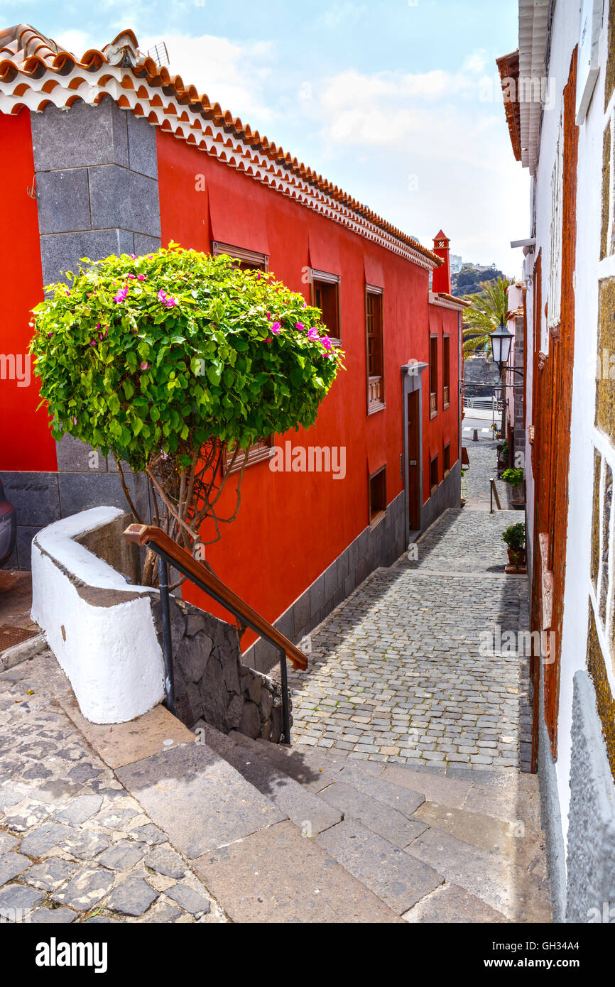 Street of Garachico Town on Tenerife Island, Canary, Spain Stock Photo ...