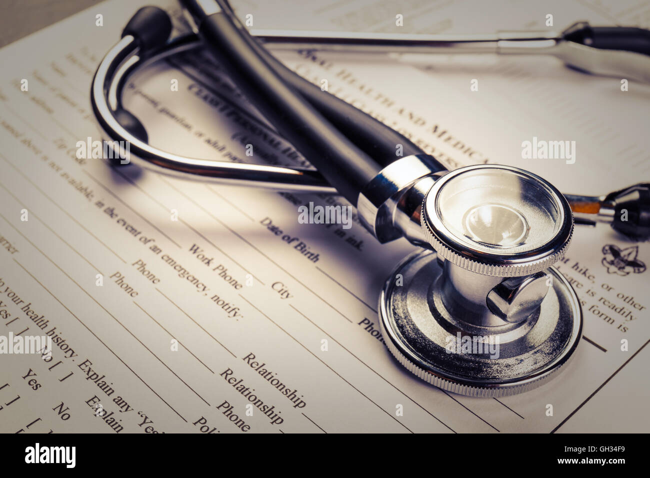 medical record form with a stethoscope Stock Photo - Alamy