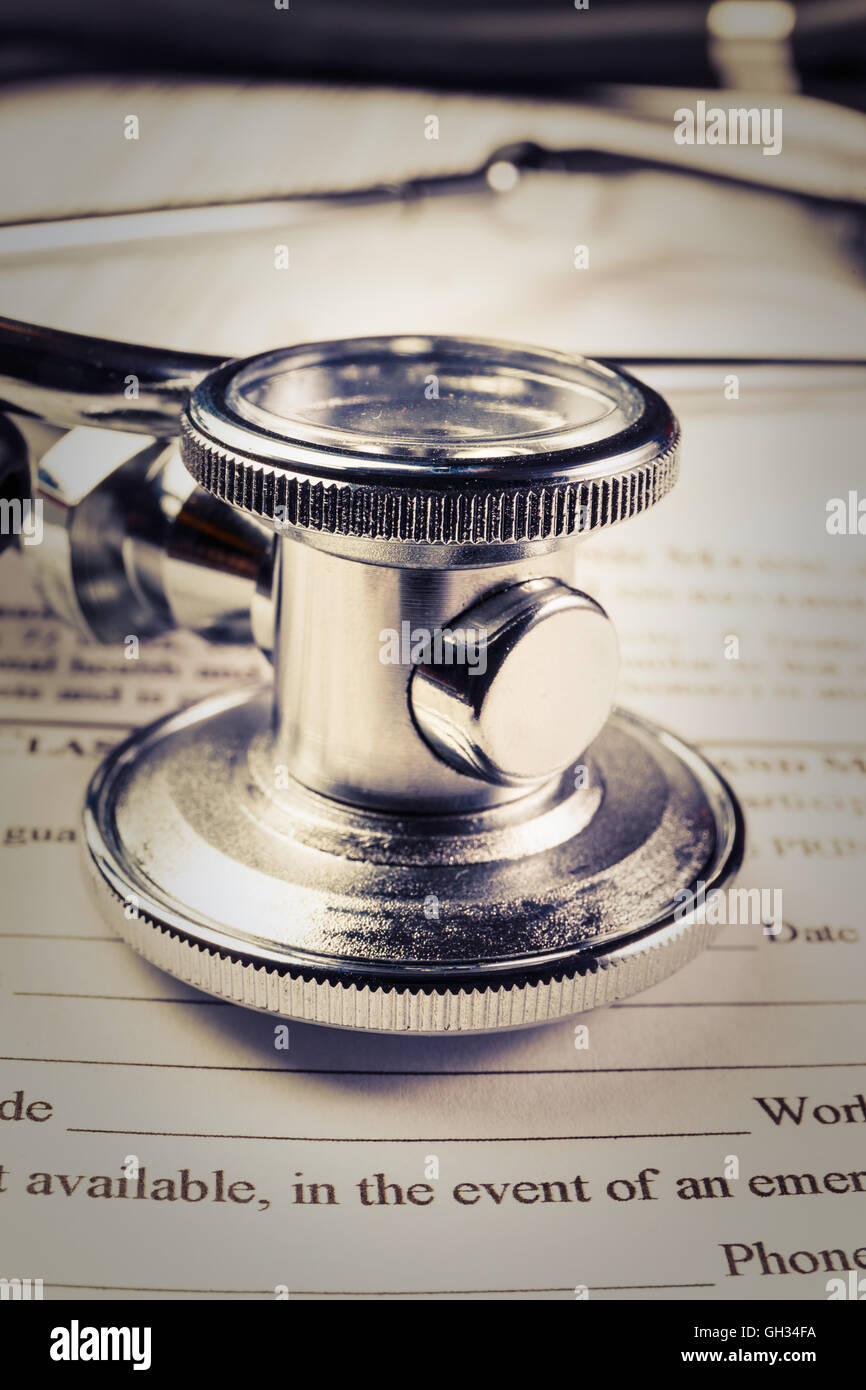medical record form with a stethoscope Stock Photo - Alamy