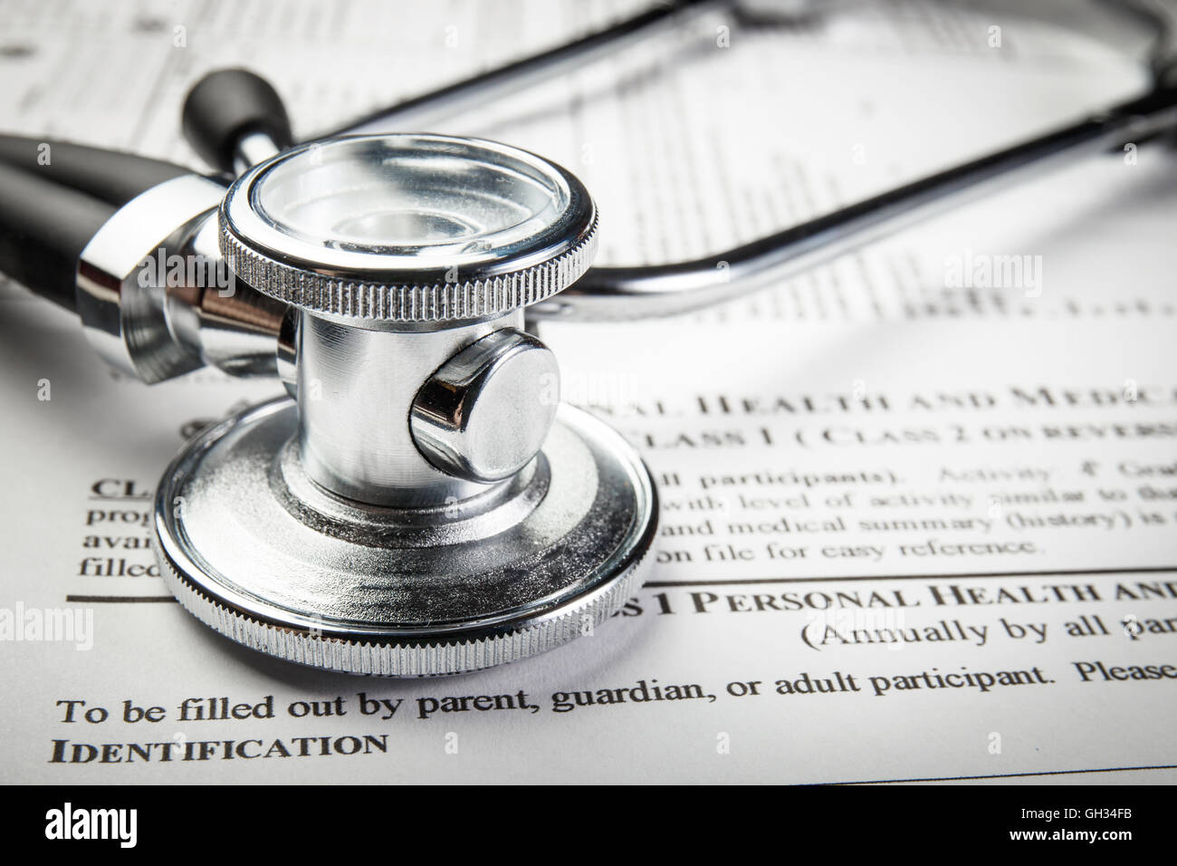 medical record form with a stethoscope Stock Photo - Alamy