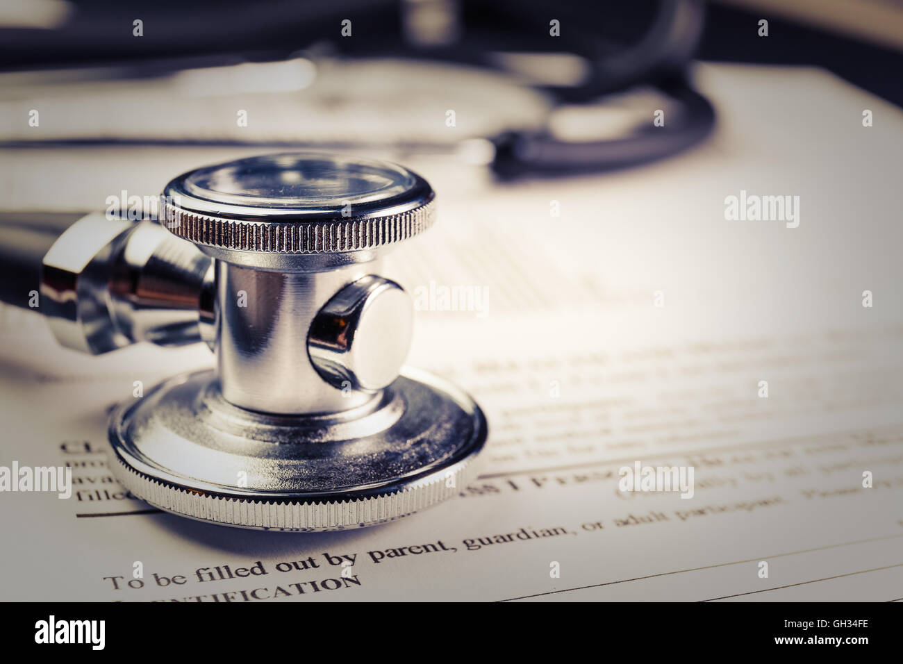 medical record form with a stethoscope Stock Photo - Alamy