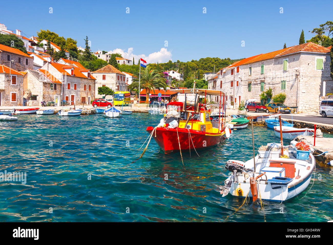 Maslinica, Solta Island, Croatia, 2010 JUNE 30: Marina in small village Maslinica in Solta ...