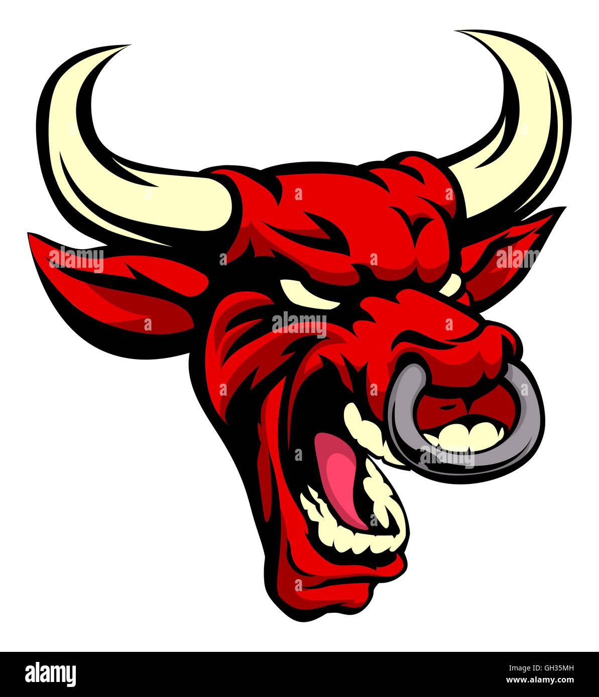 An illustration of a red bull animal mean sports mascot head Stock ...
