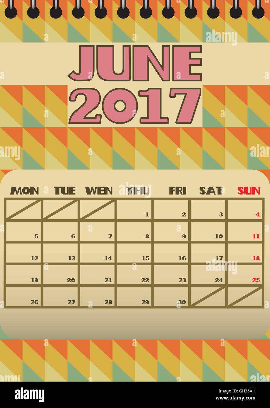 June calendar illustration hi-res stock photography and images - Alamy