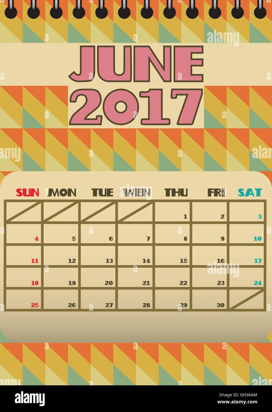 June calendar illustration hi-res stock photography and images - Alamy