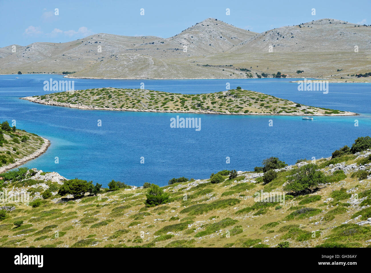 geography / travel, Croatia, view from the isle Levrnaka across the ...