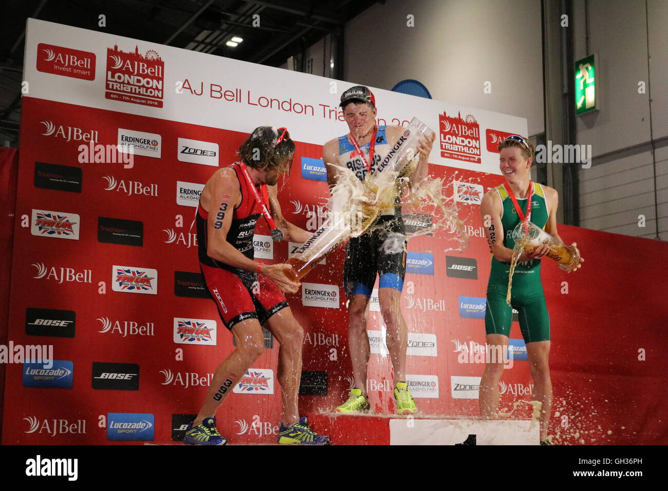 The top three elite males at the 2016 London Triathlon (l to r) Dan ...