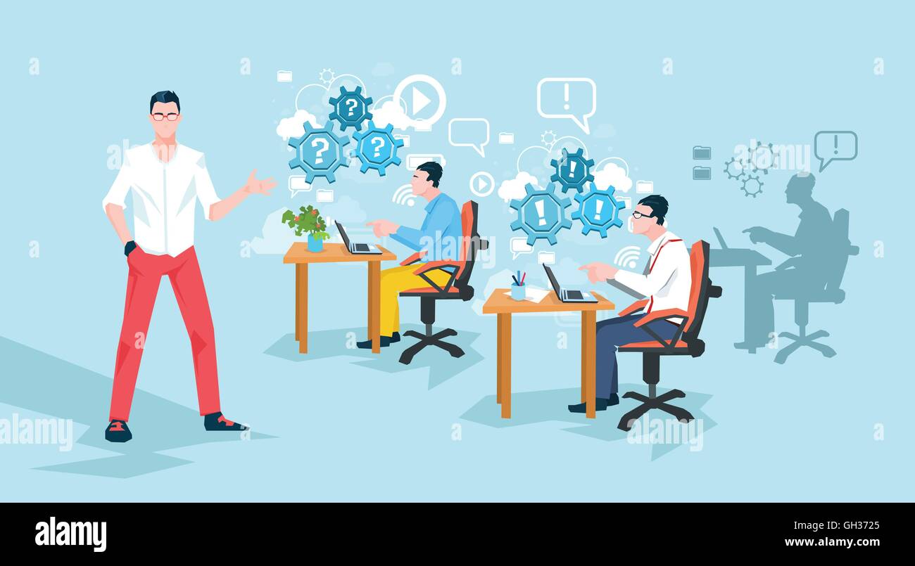 Programmers Working Office Business People Team Workplace Stock Vector ...