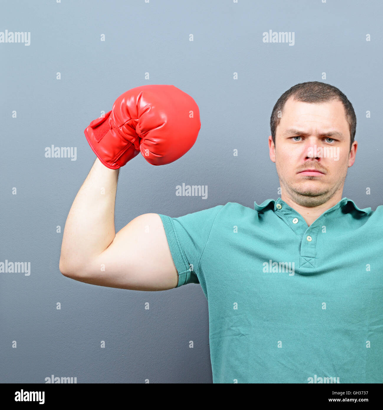 Portrait of funny boxer against gray background Stock Photo - Alamy