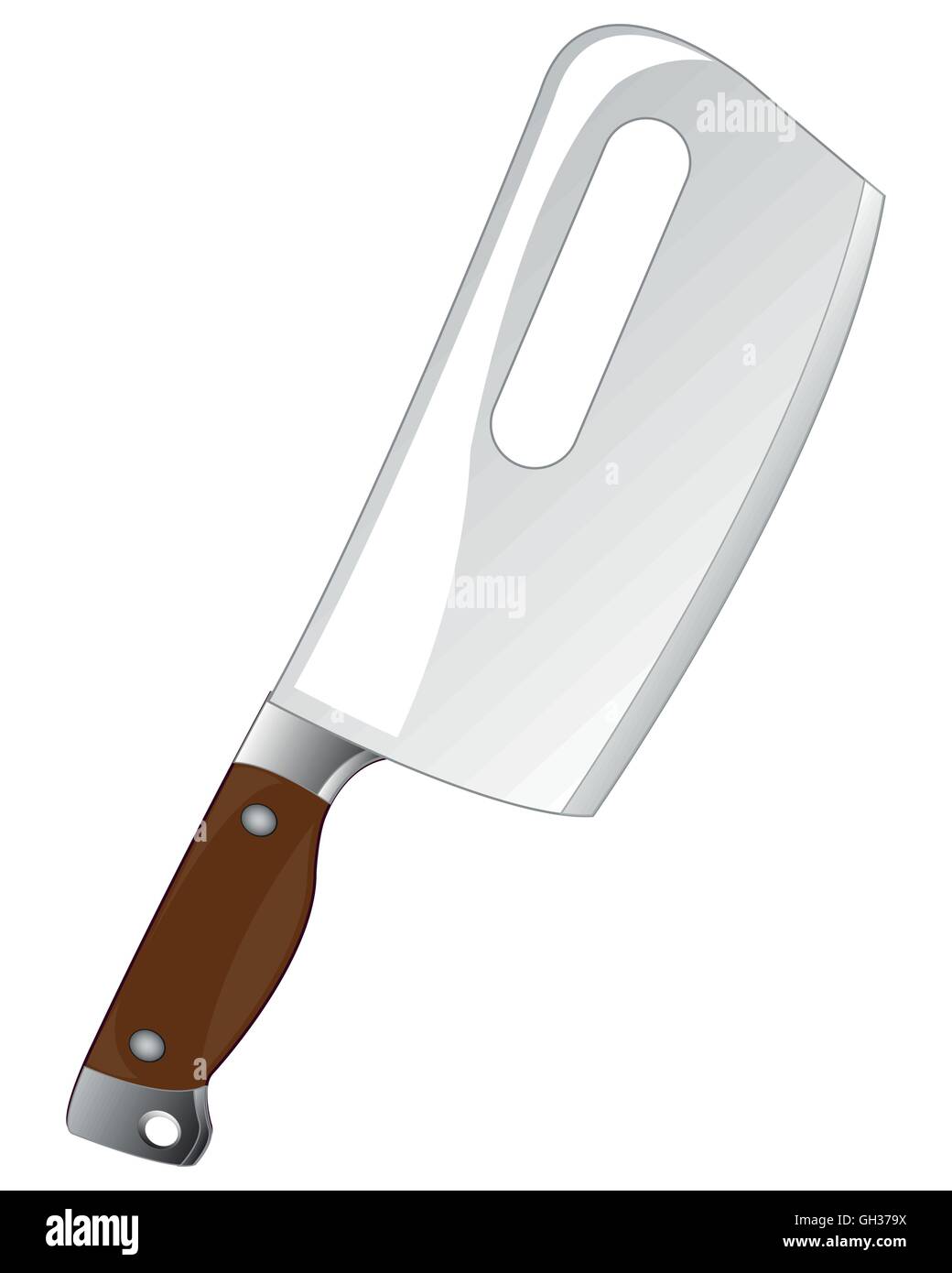Kitchen cutlass for cutting of meat on white background is insulated ...
