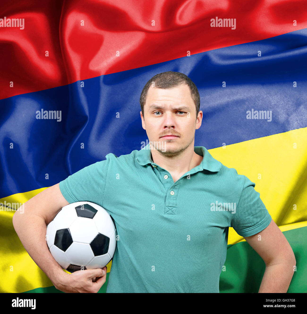 Proud football fan of Mauritius Stock Photo - Alamy