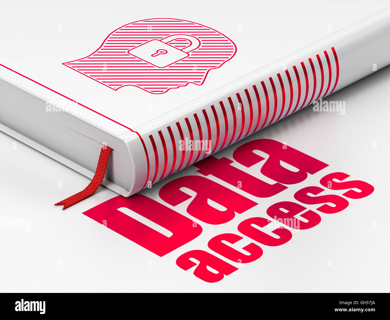 Data concept: book Head With Padlock, Data Access on white background ...