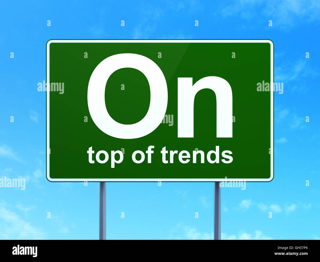 Finance concept: On Top of trends on road sign background Stock Photo ...