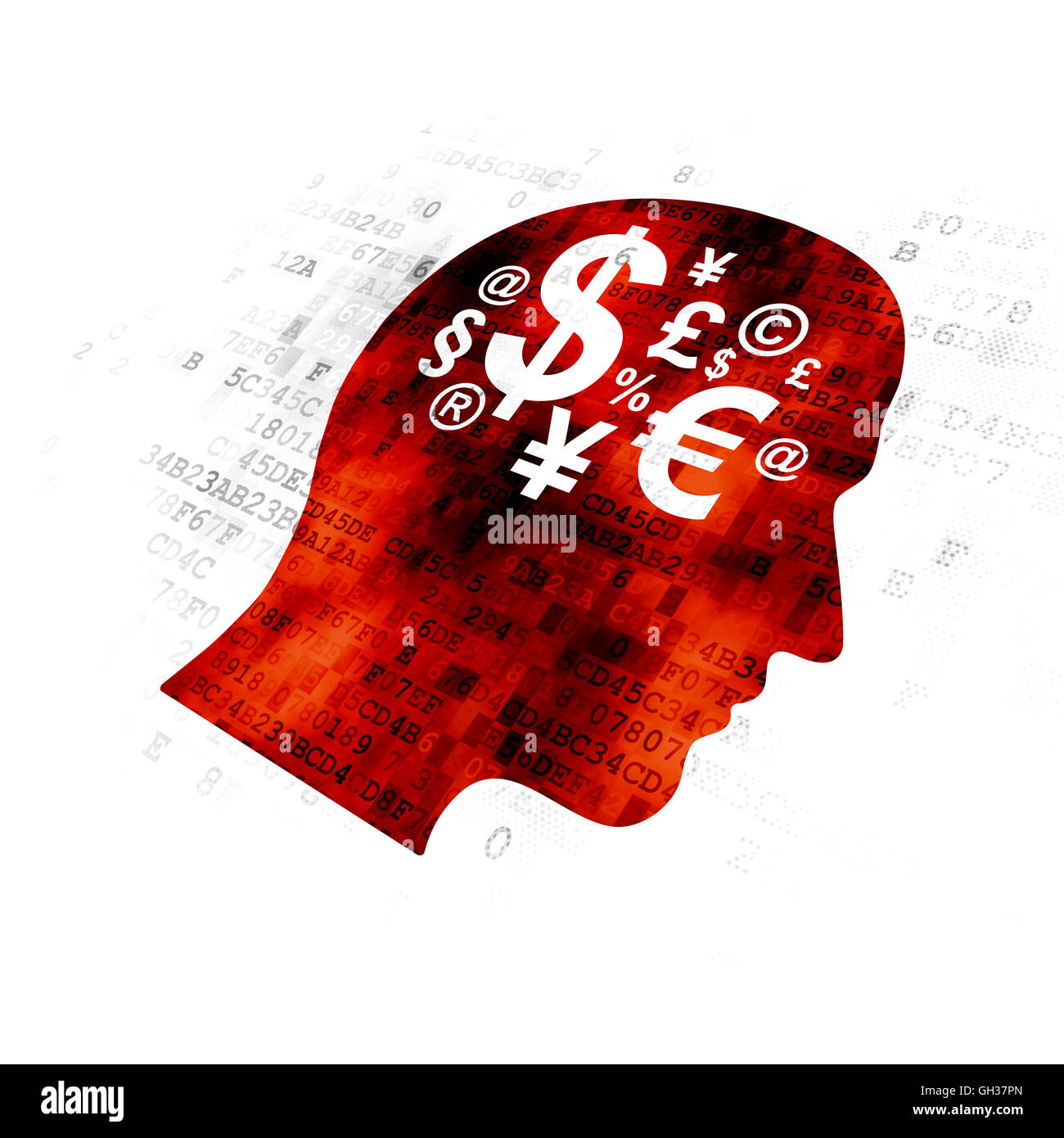 Finance concept: Head With Finance Symbol on Digital background Stock ...