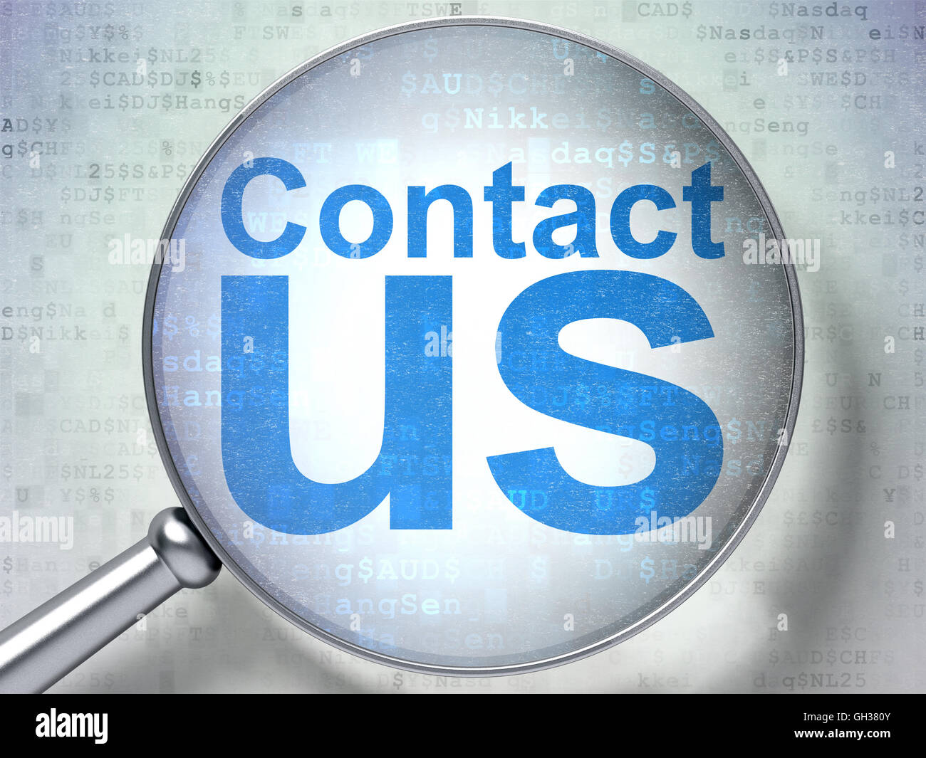 Advertising concept: Contact Us with optical glass Stock Photo - Alamy