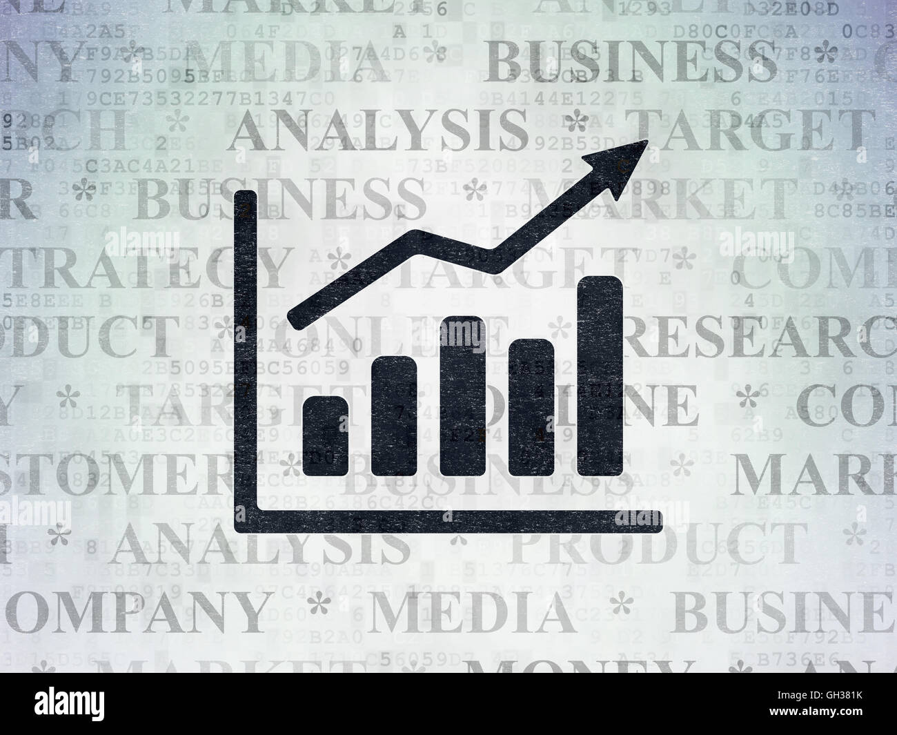 Marketing concept: Growth Graph on Digital Data Paper background Stock ...