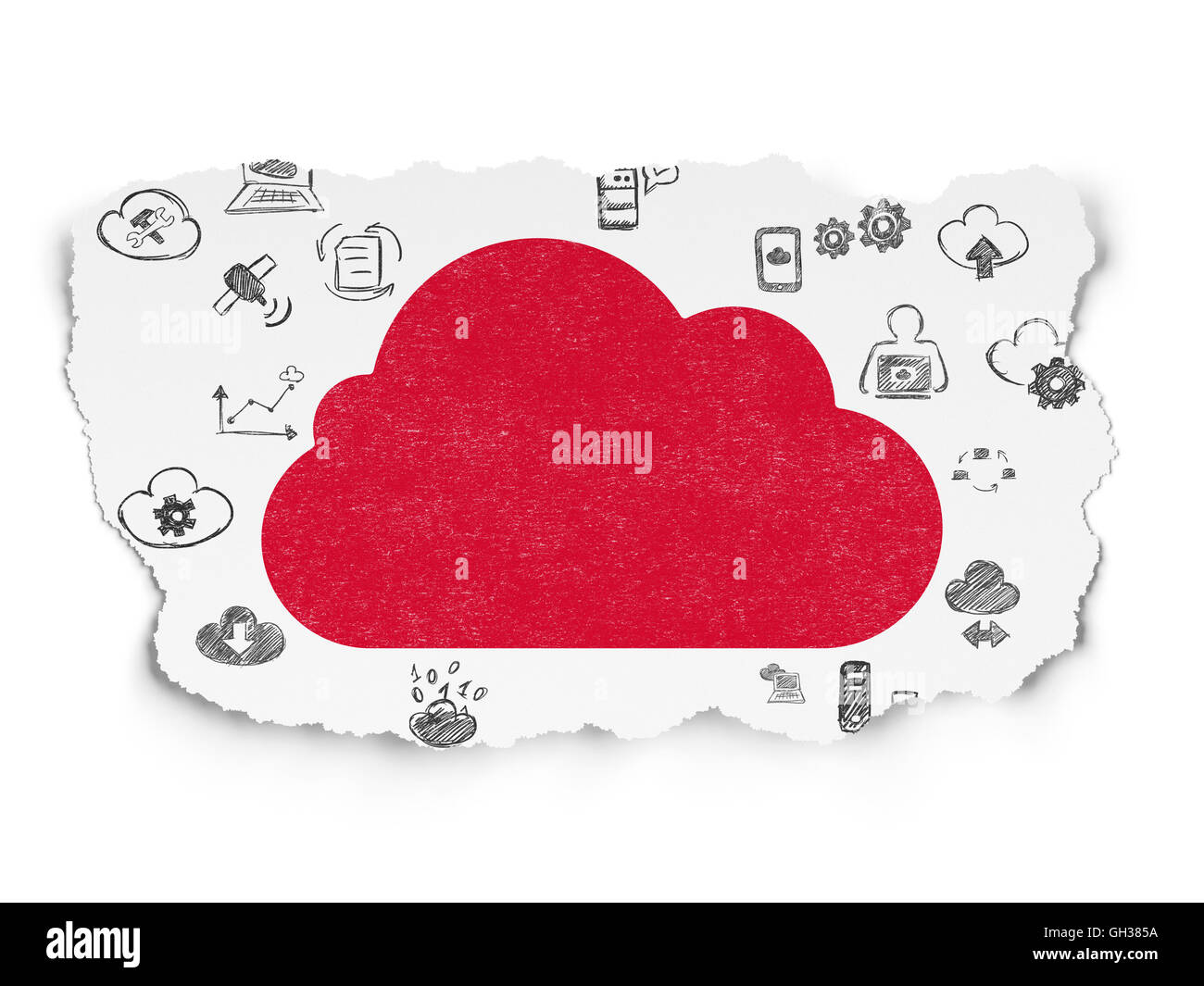 Cloud networking concept: Cloud on Torn Paper background Stock Photo ...