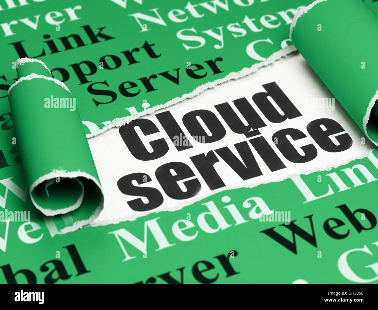Cloud computing concept: black text Cloud Service under the piece of ...