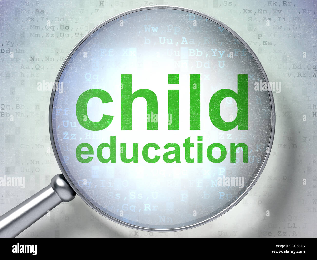 Learning concept: Child Education with optical glass Stock Photo - Alamy