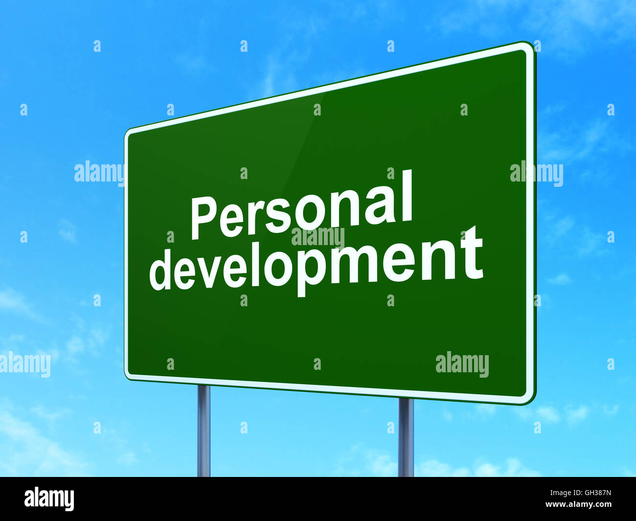 Learning concept: Personal Development on road sign background Stock ...
