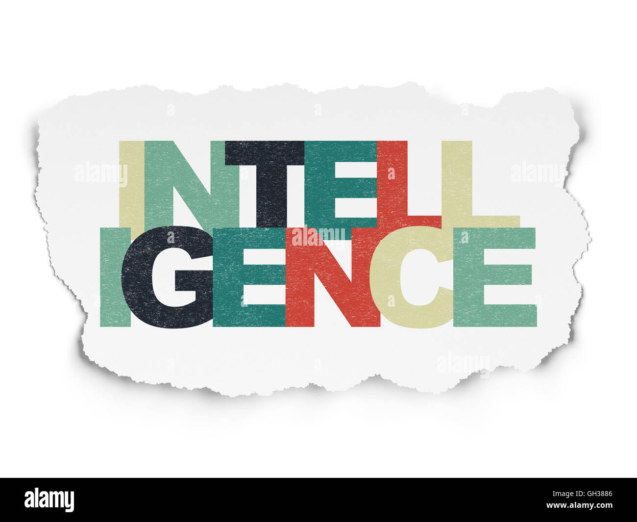 Studying concept: Intelligence on Torn Paper background Stock Photo - Alamy